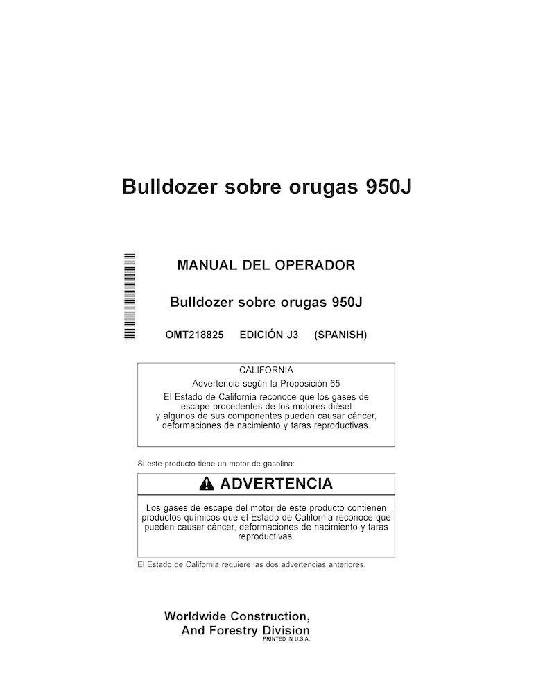 John Deere 950J crawler dozer pdf operator's manual ES