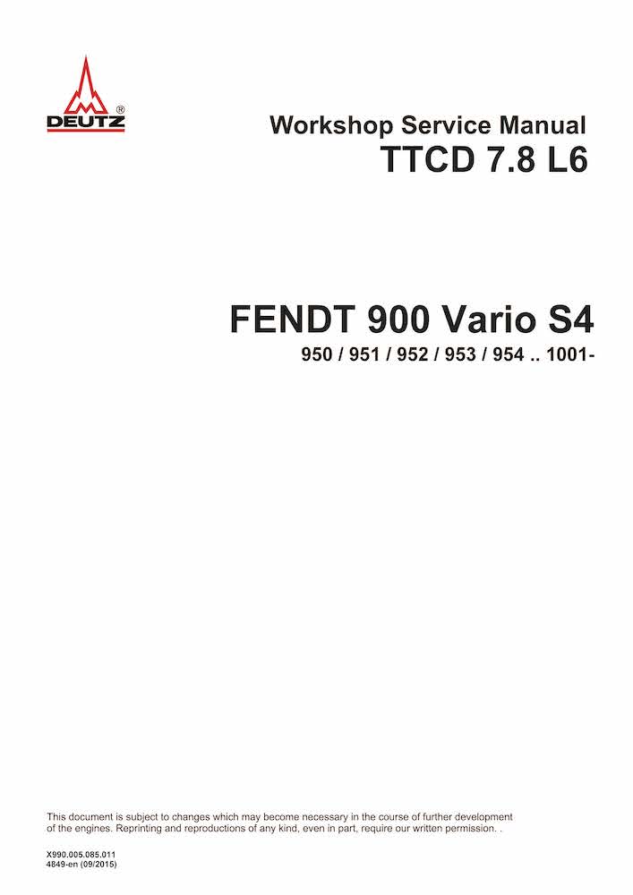 Deutz TTCD 7.8 L6 engine pdf workshop service manual