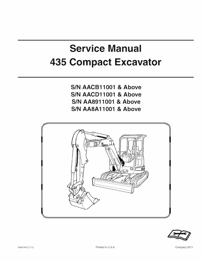 Bobcat 435 compact excavator pdf service manual