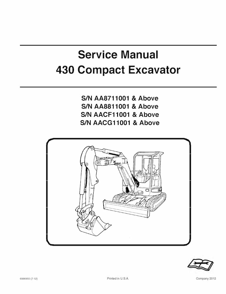 Bobcat 430 compact excavator pdf service manual
