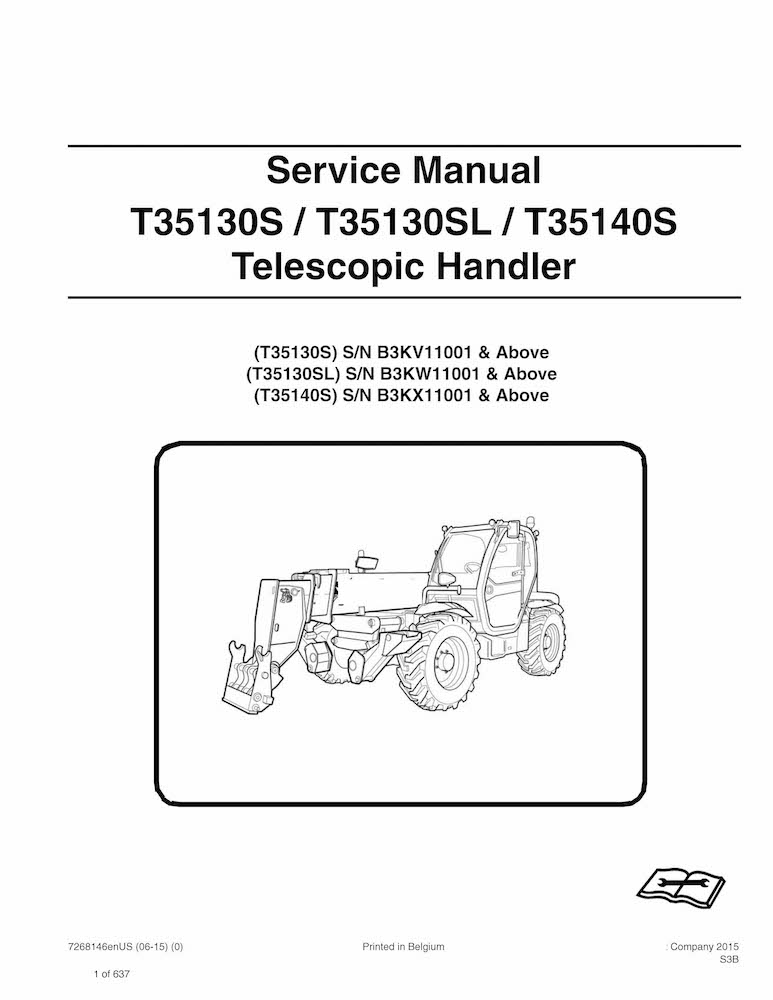 Bobcat T35130S, T35130SL, T35140S telescopic handler pdf service manual
