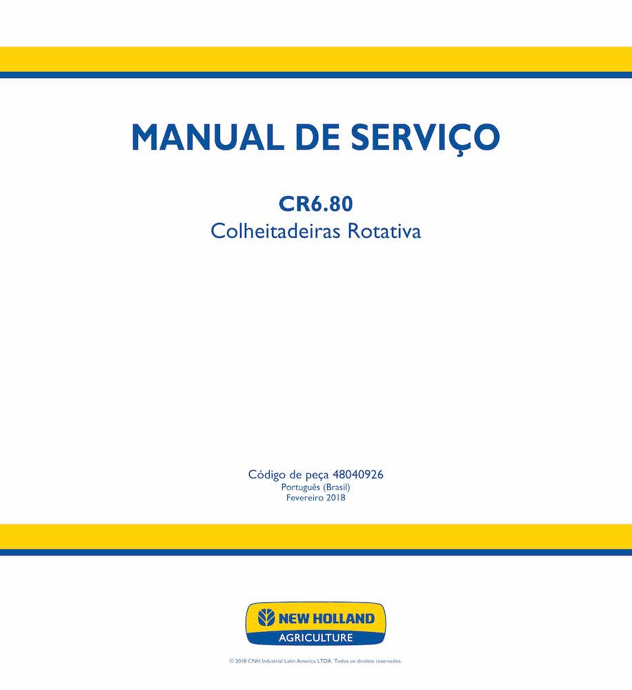 New Holland CR6.80 combine pdf service manual PT